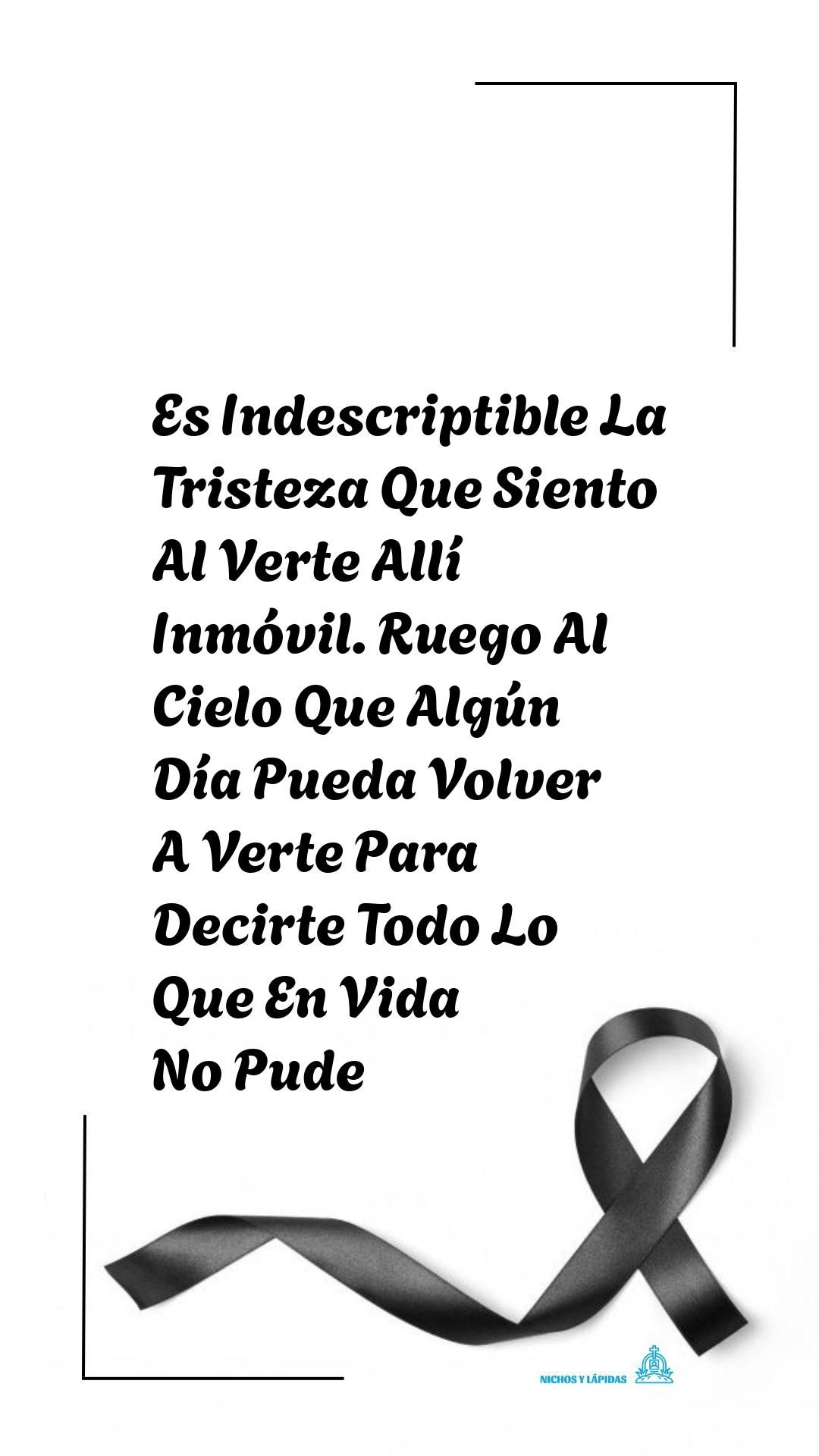 Es Indescriptible La Tristeza Que Siento Al Verte Allí Inmóvil. Ruego ...